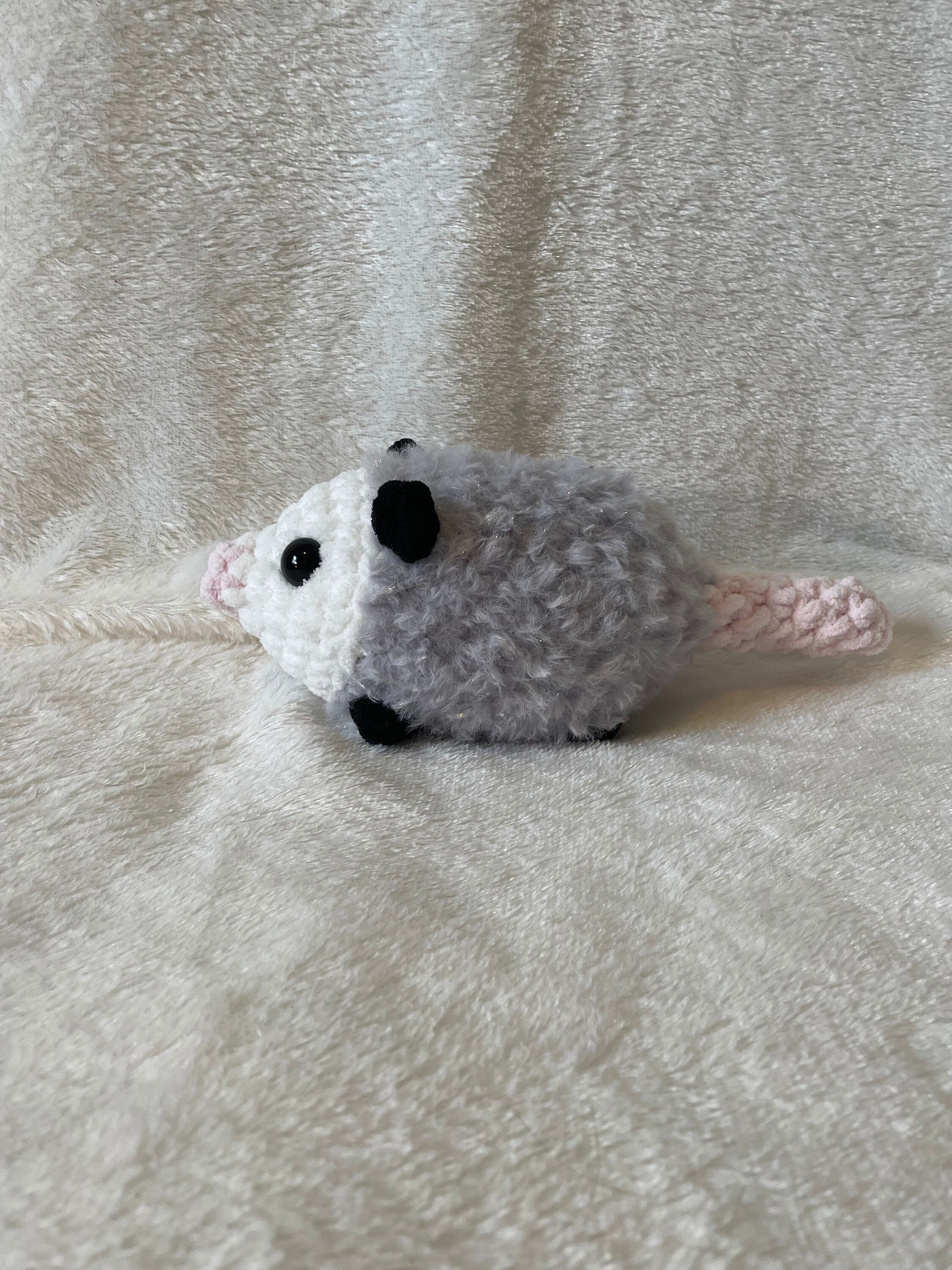 Fluffy Possum Crochet Plushie, Fuzzy Opossum Plush, Handmade Amigurumi ...