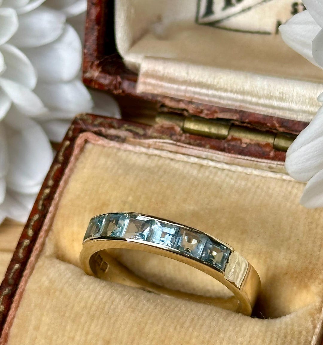 Vintage 9ct Gold Aquamarine 6 Stone Ring Size N 1/2 - Etsy