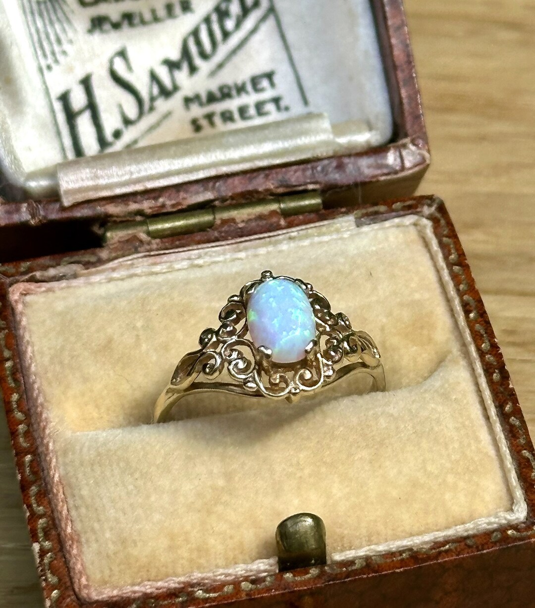 Vintage 9ct Gold Filigree Setting Opal Ring Size M - Etsy
