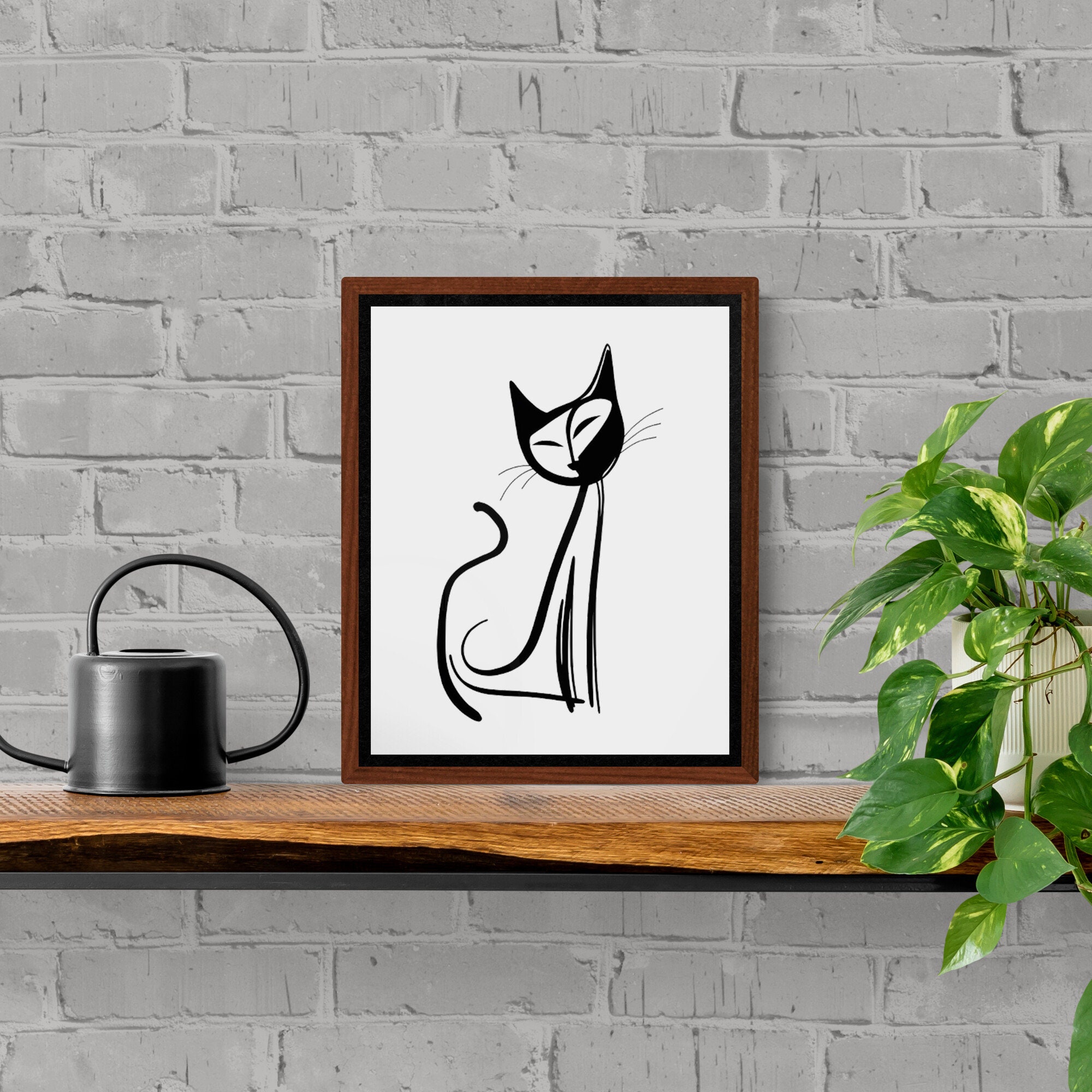 Black and White Cat Digital Download Printable Cat Artwork Dorm Room ...