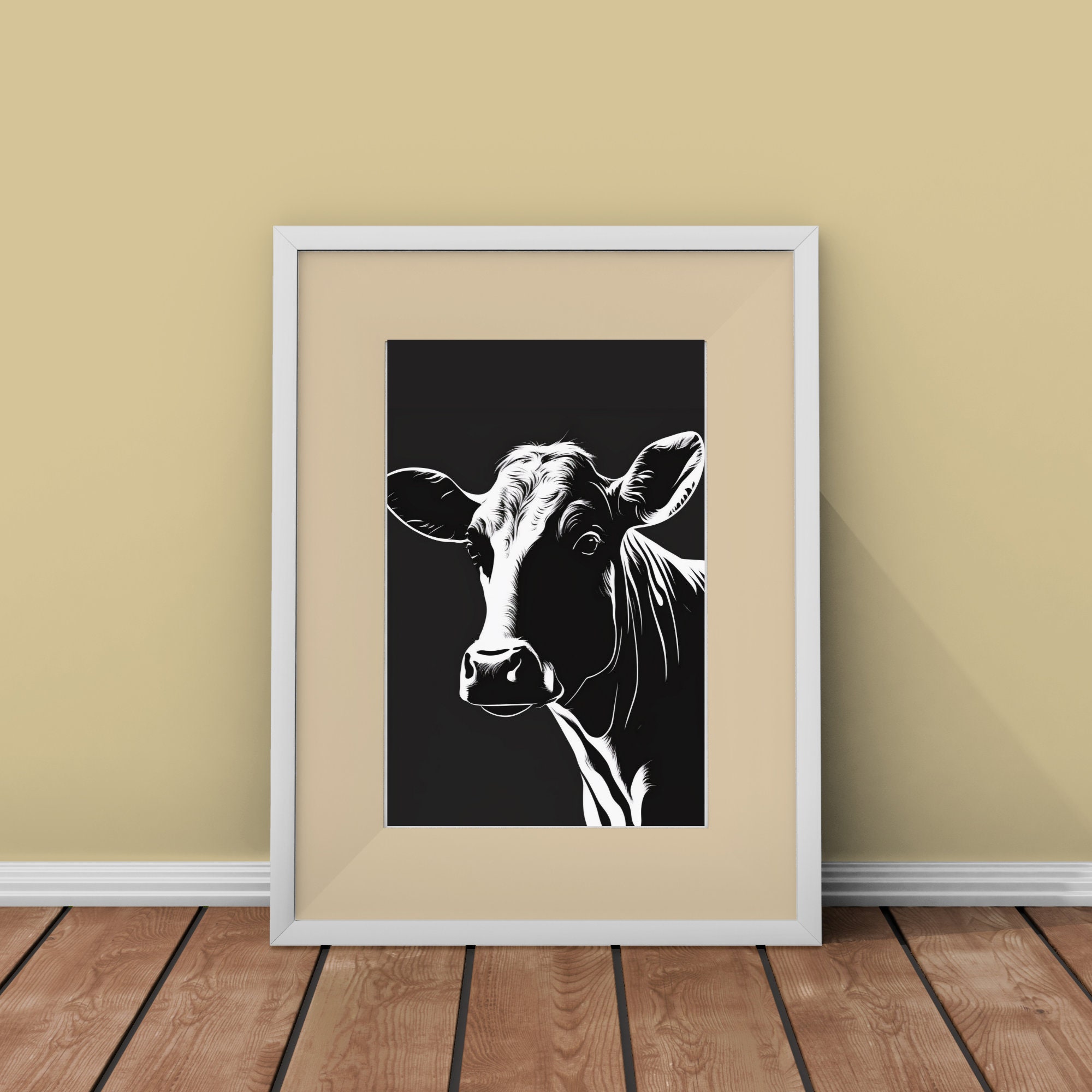 Black and White Cow Digital Download Printable Popart Cow Artwork ...