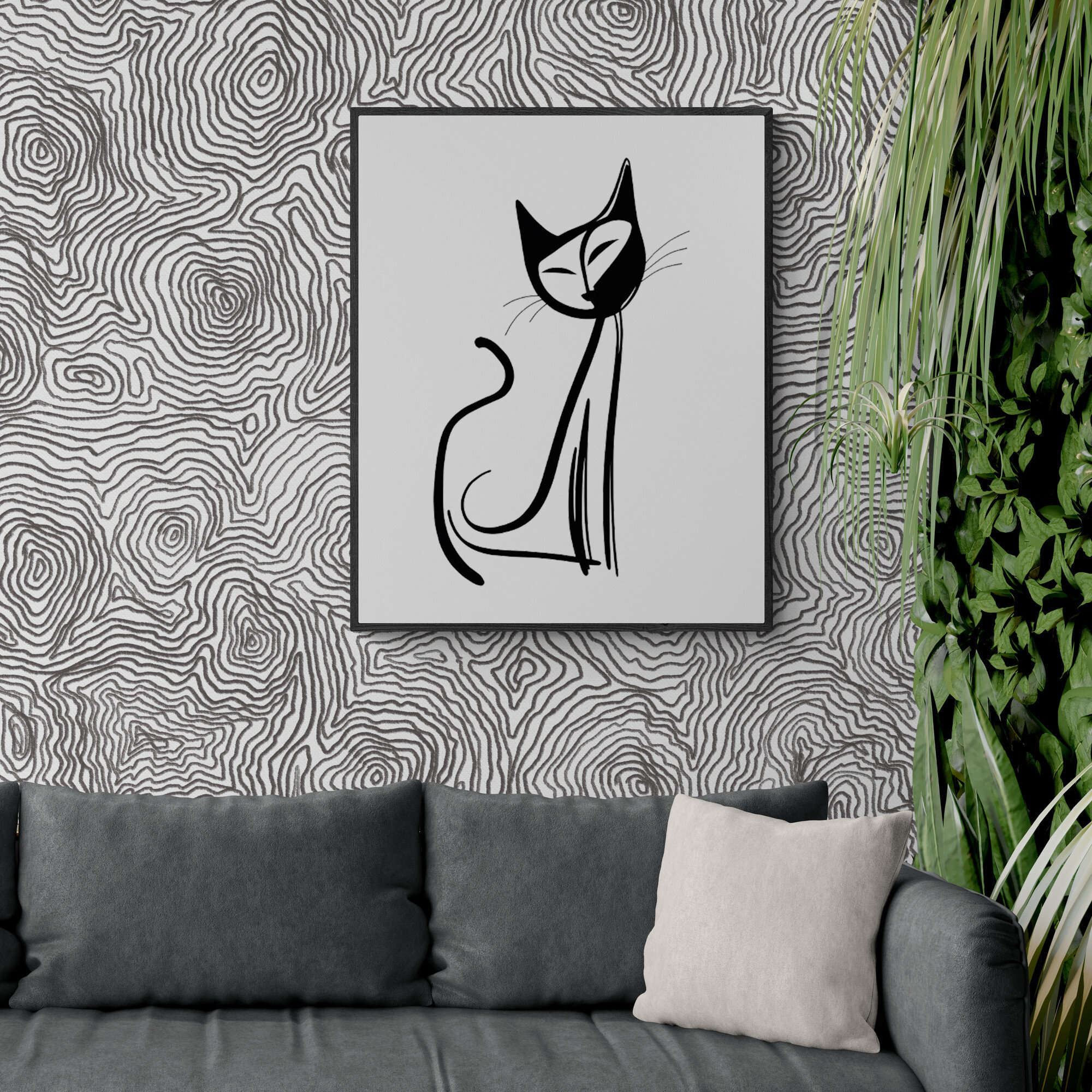 Black and White Cat Digital Download Printable Cat Artwork Dorm Room ...