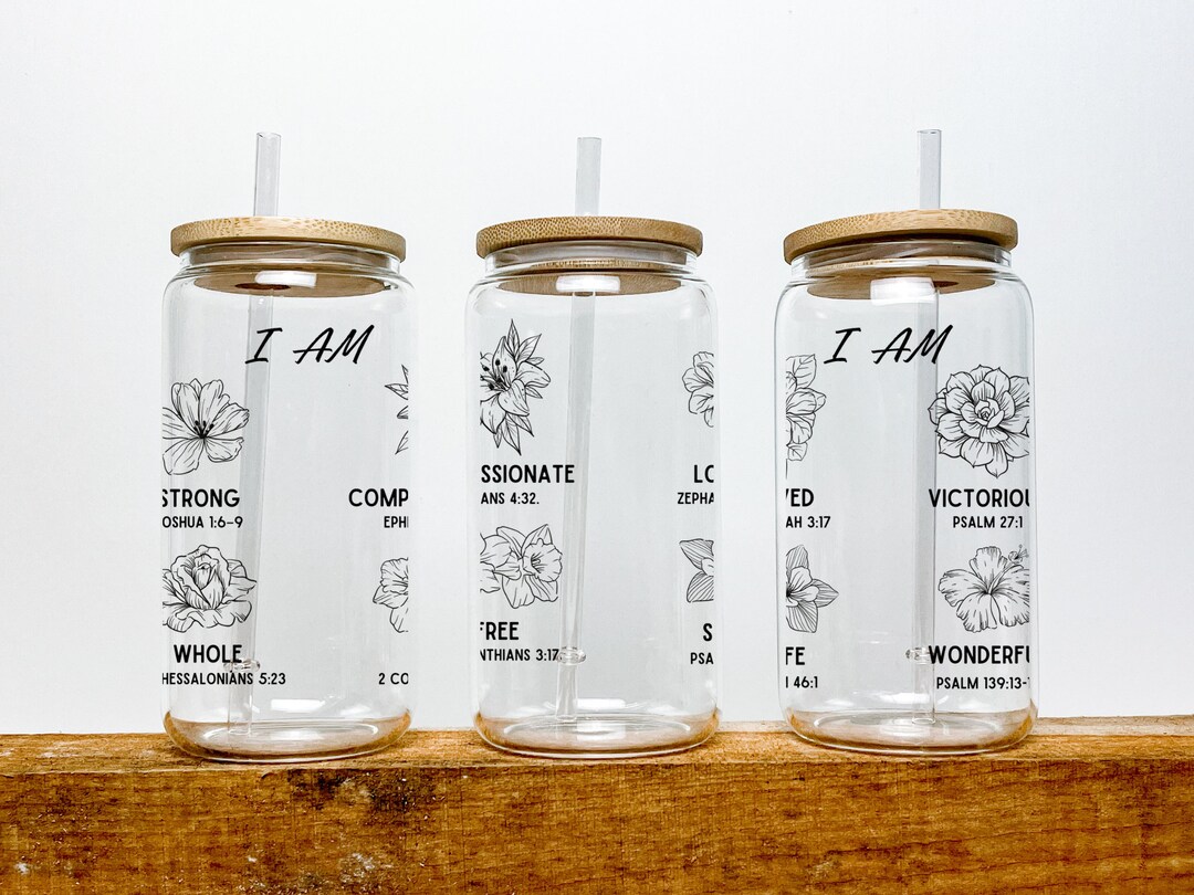 Christian Bible Verse Glass Cup Coffee Can Glass With Lid and - Etsy