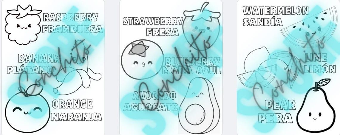 Printable Coloring Pages for Kids | Fruits With Names in English and ...