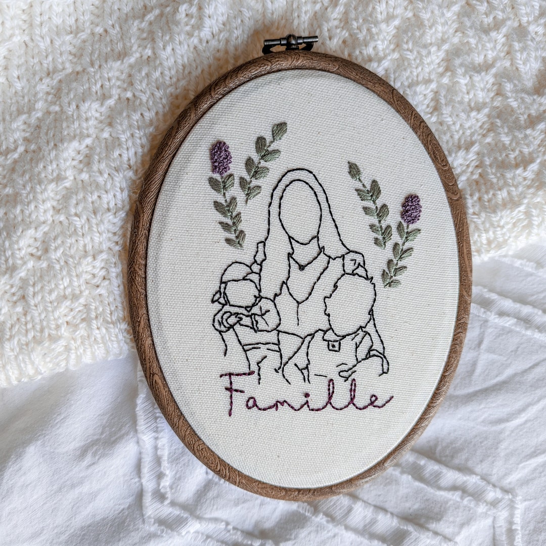 Customized Lined Embroidered Portrait - Etsy