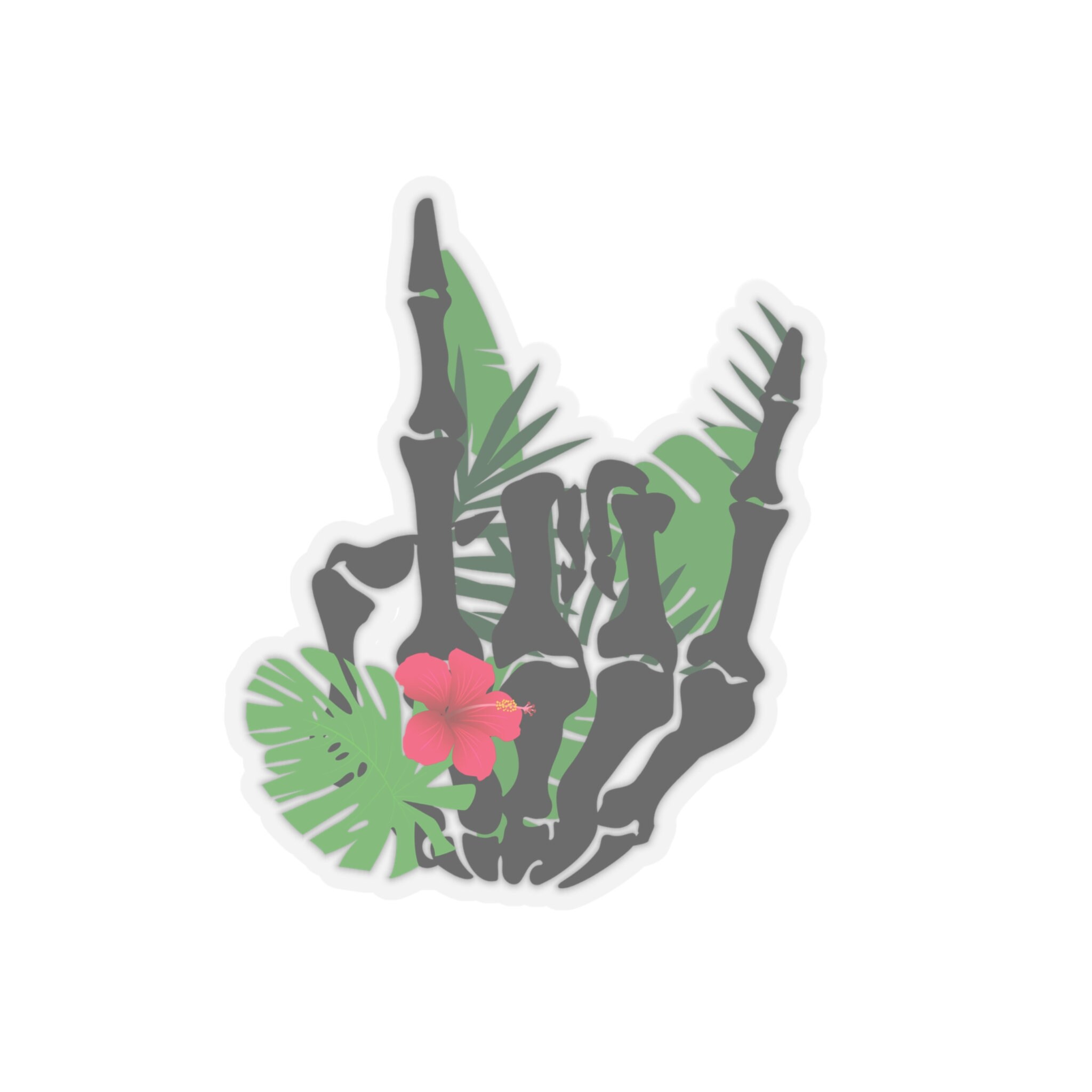 Floral Skeleton Peace Sign Sticker, Unique Hippie Flower Skull Decal ...