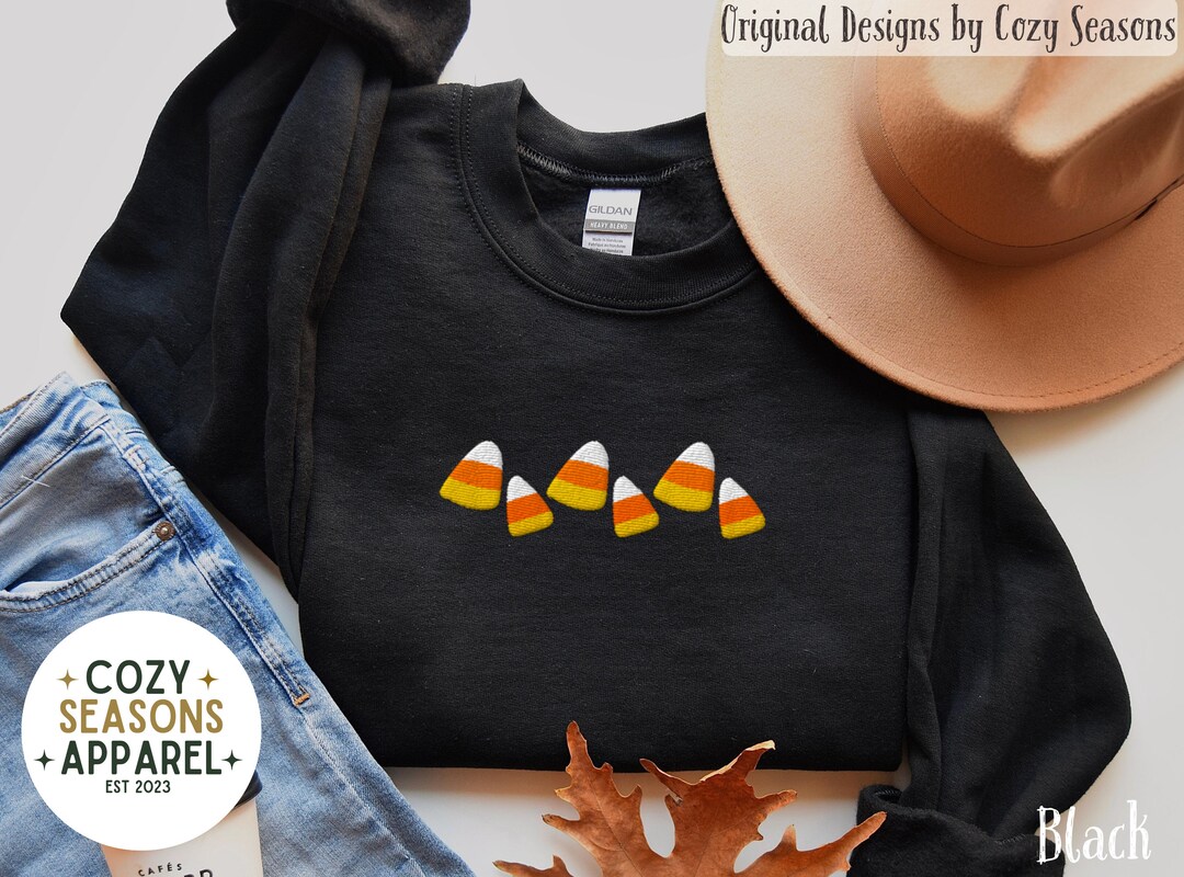 Embroidered Halloween Sweatshirt, Candy Corn Shirt, Spooky Season ...