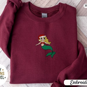 Christmas Embroidered Sweatshirt, Christmas Mermaid Shirt, Christmas ...