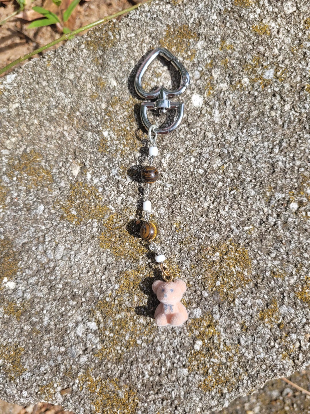 Teddy Bear Beaded Keychain - Etsy