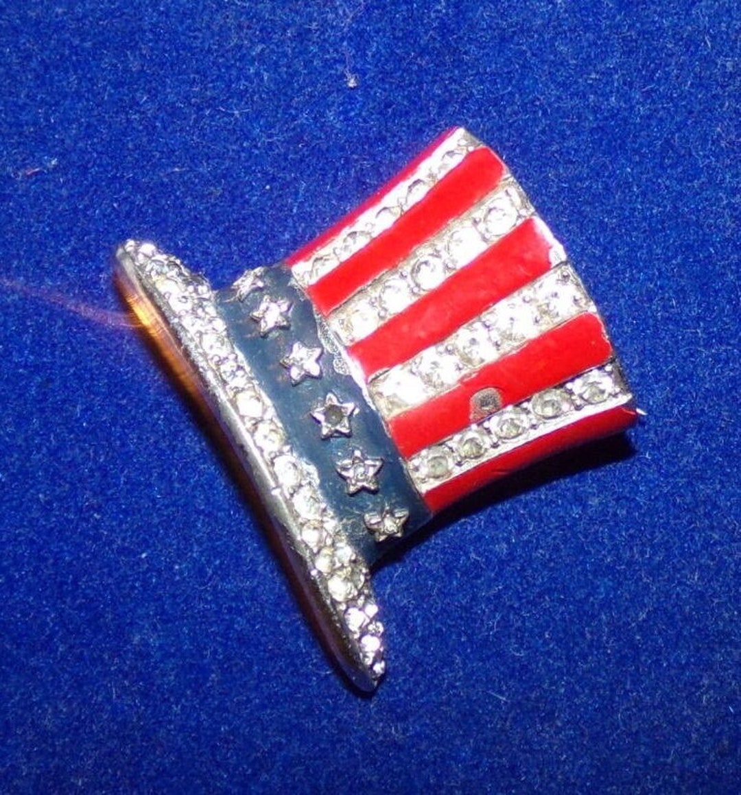 Rare Signed Crown Trifari Top Hat Shaped Patriotic Pin-as-is - Etsy