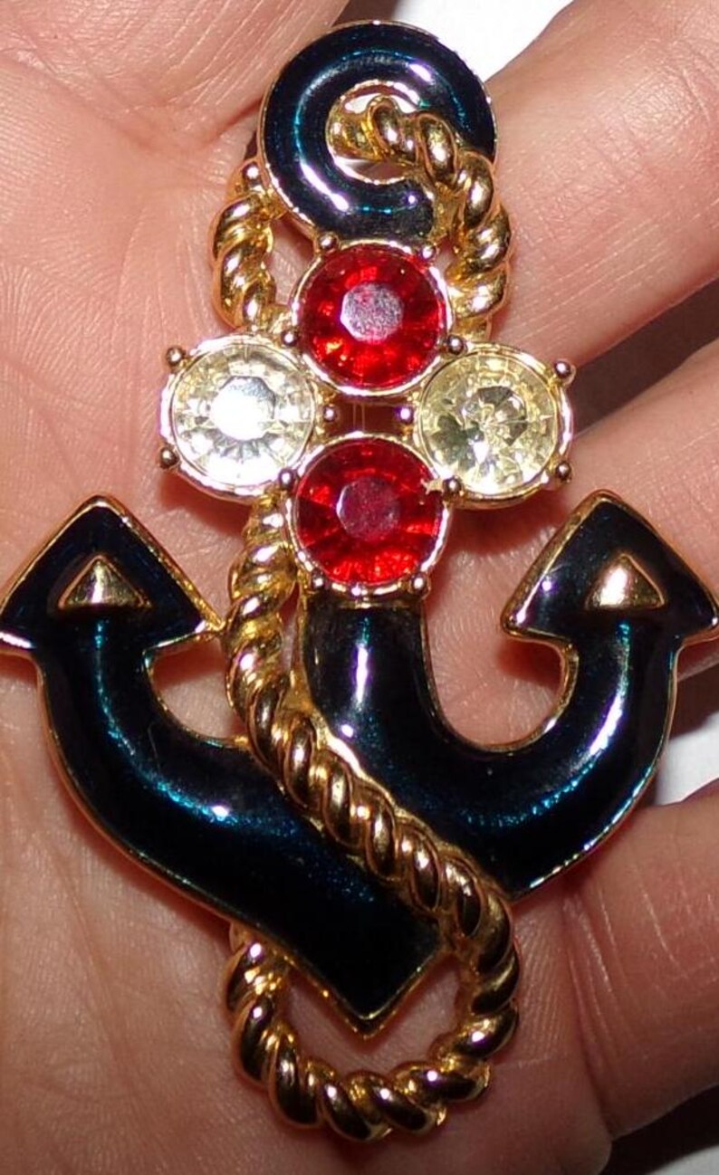 Amazing Anchor Shaped Enamel Pin Signed Trifari TM--MINTY!!! - Etsy