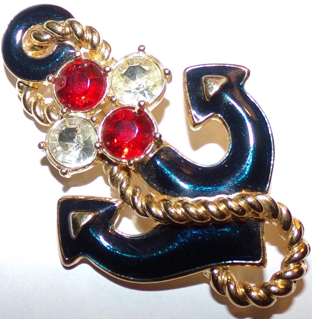 Amazing Anchor Shaped Enamel Pin Signed Trifari TM--MINTY!!! - Etsy