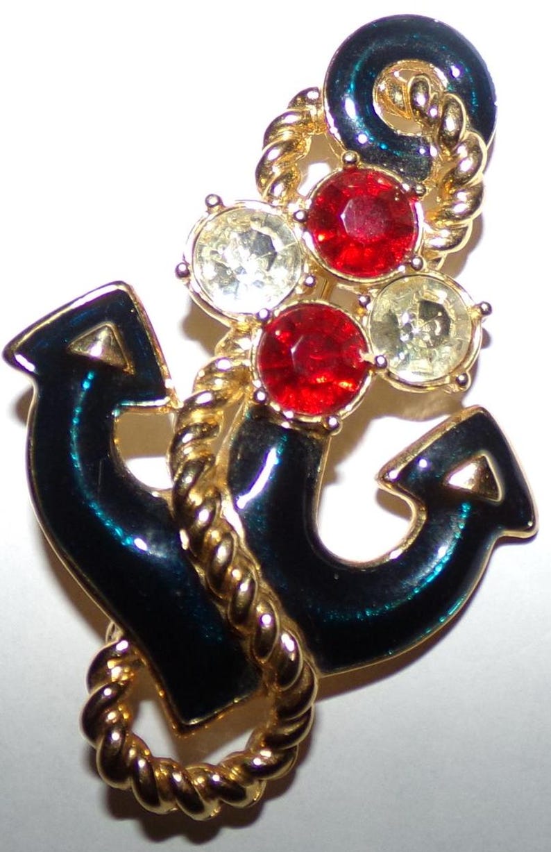 Amazing Anchor Shaped Enamel Pin Signed Trifari TM--MINTY!!! - Etsy