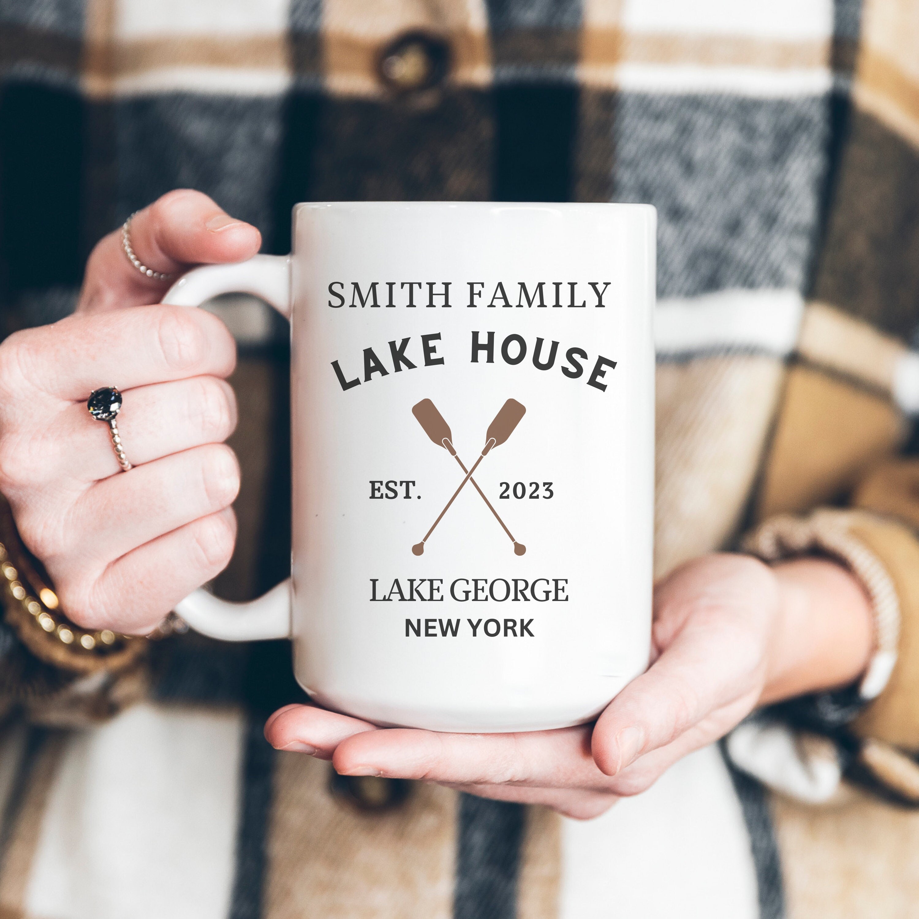 Custom Family Lake House Mug, Personalized Lake House Gift, New Cabin ...