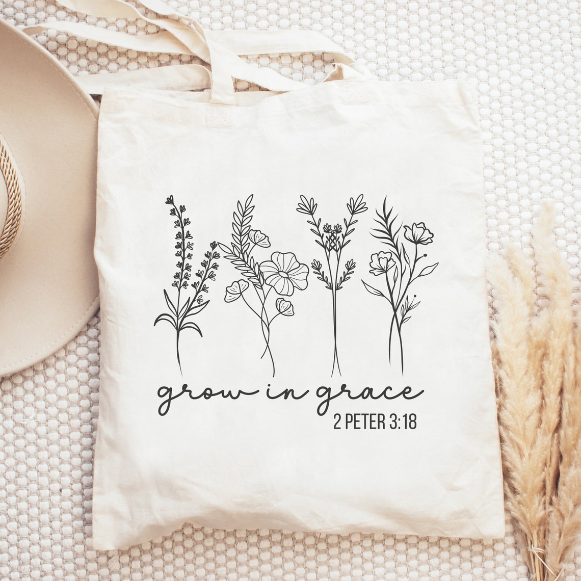 Christian Tote Bag for Bible Tote Bag Church Bag, Wildflower Tote Bag ...