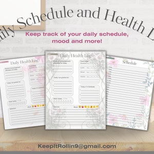 Health Log Daily Tracker Water Food Schedule Organized Gratitude Mood ...