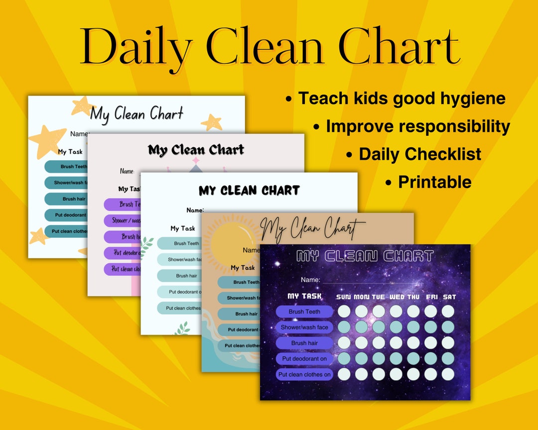 Daily Clean Checklist for Kids Teens Daily Bathroom Chart - Etsy