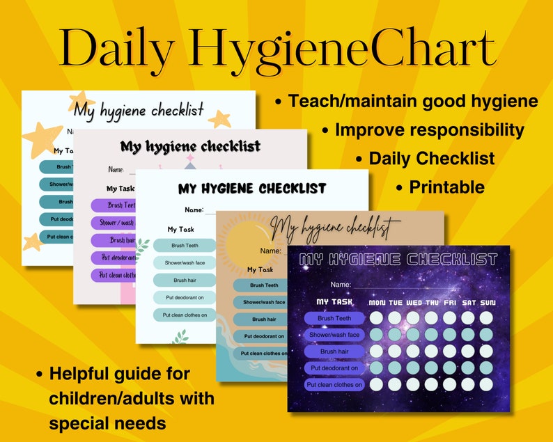 Hygiene Checklist for Kids Special Needs Daily Bathroom Chart - Etsy