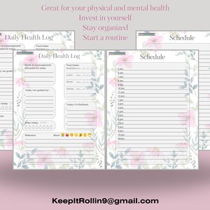 Health Log Daily Tracker Water Food Schedule Organized Gratitude Mood ...