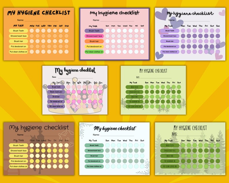 Hygiene Checklist for Kids Special Needs Daily Bathroom Chart - Etsy