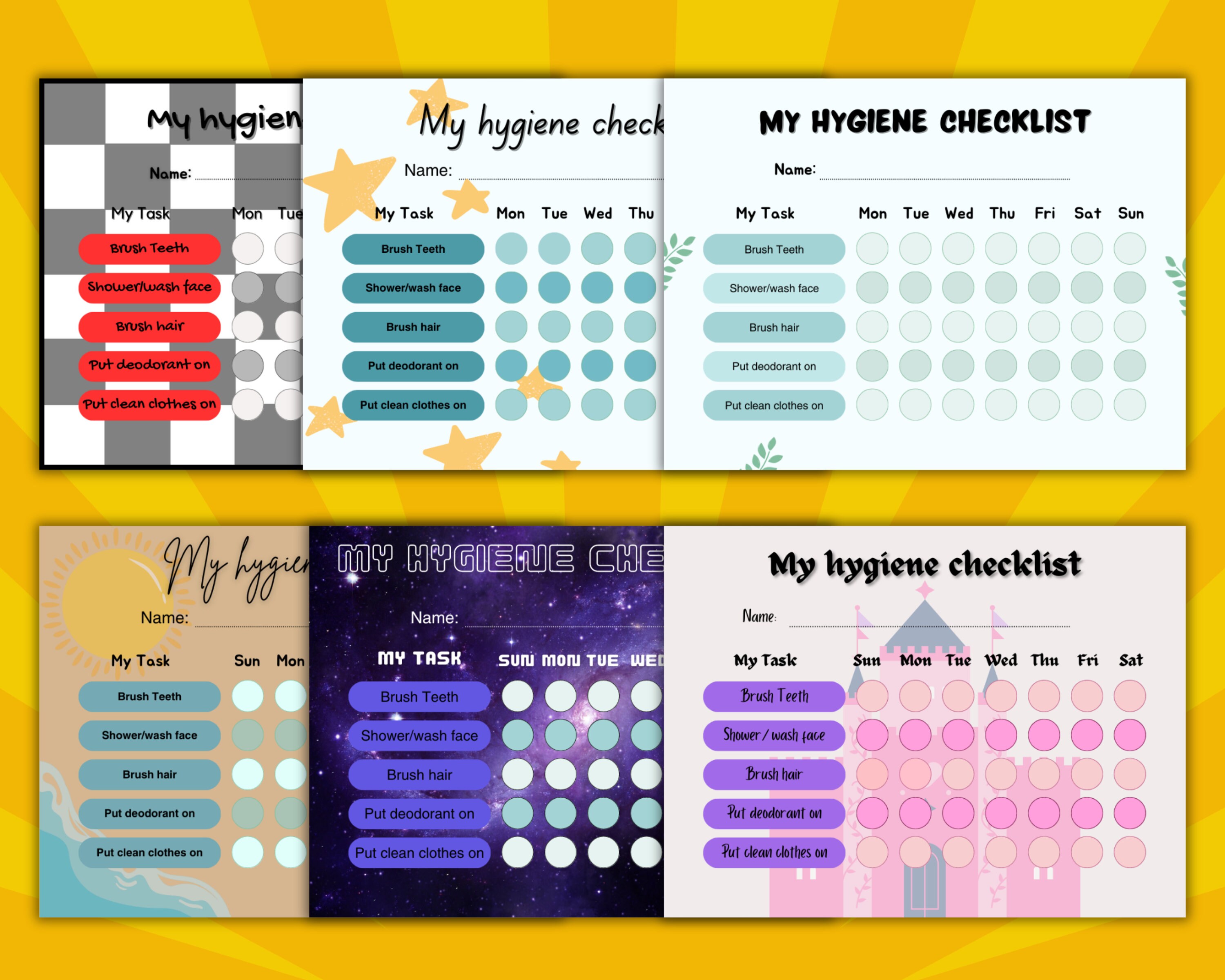 Hygiene Checklist for Kids Special Needs Daily Bathroom Chart - Etsy