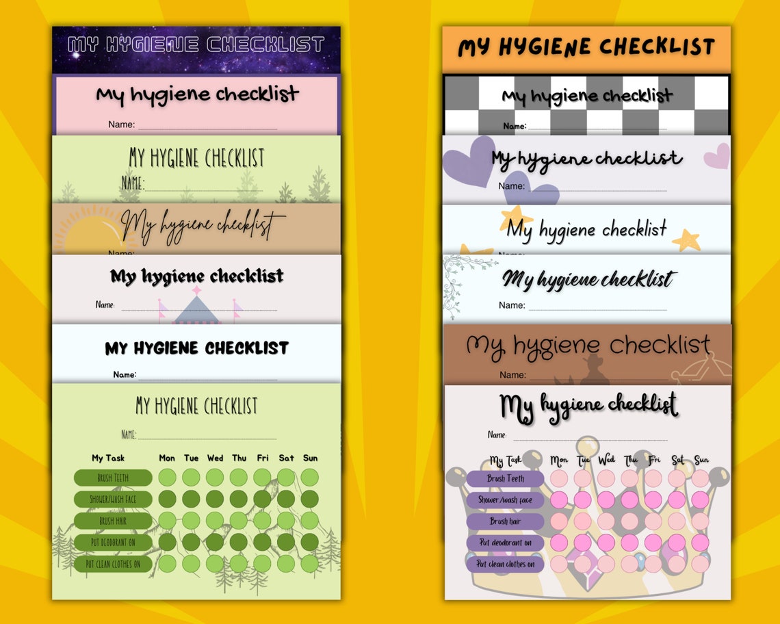 Hygiene Checklist for Kids Special Needs Daily Bathroom Chart - Etsy