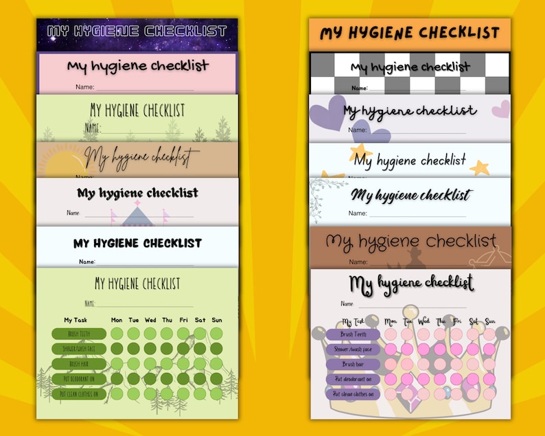 Hygiene Checklist for Kids Special Needs Daily Bathroom Chart - Etsy