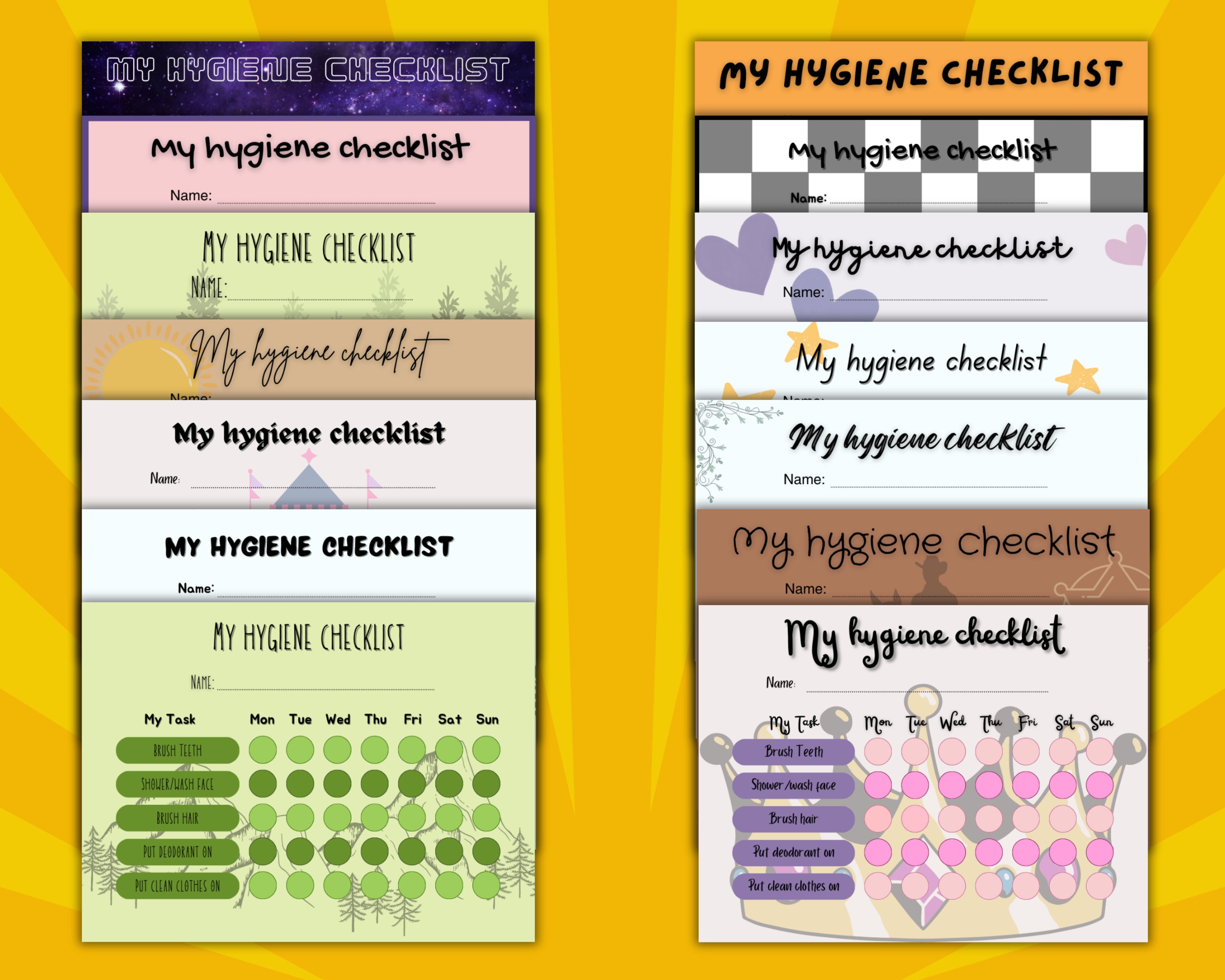 Hygiene Checklist for Kids Special Needs Daily Bathroom Chart - Etsy