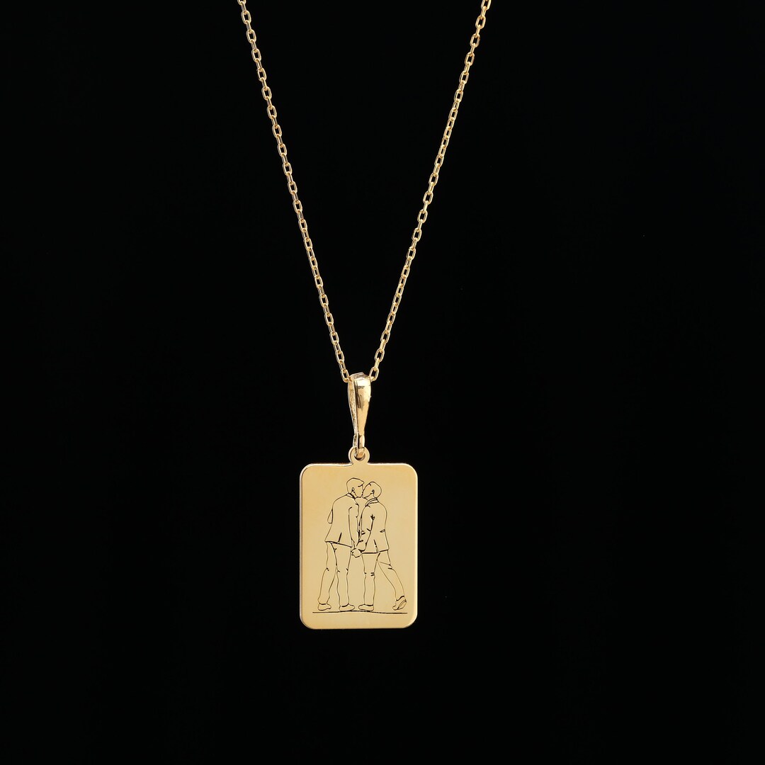 14K Solid Gold Gay Necklace LGBT Necklace LGBT Pride Jewelry Gay Couple ...