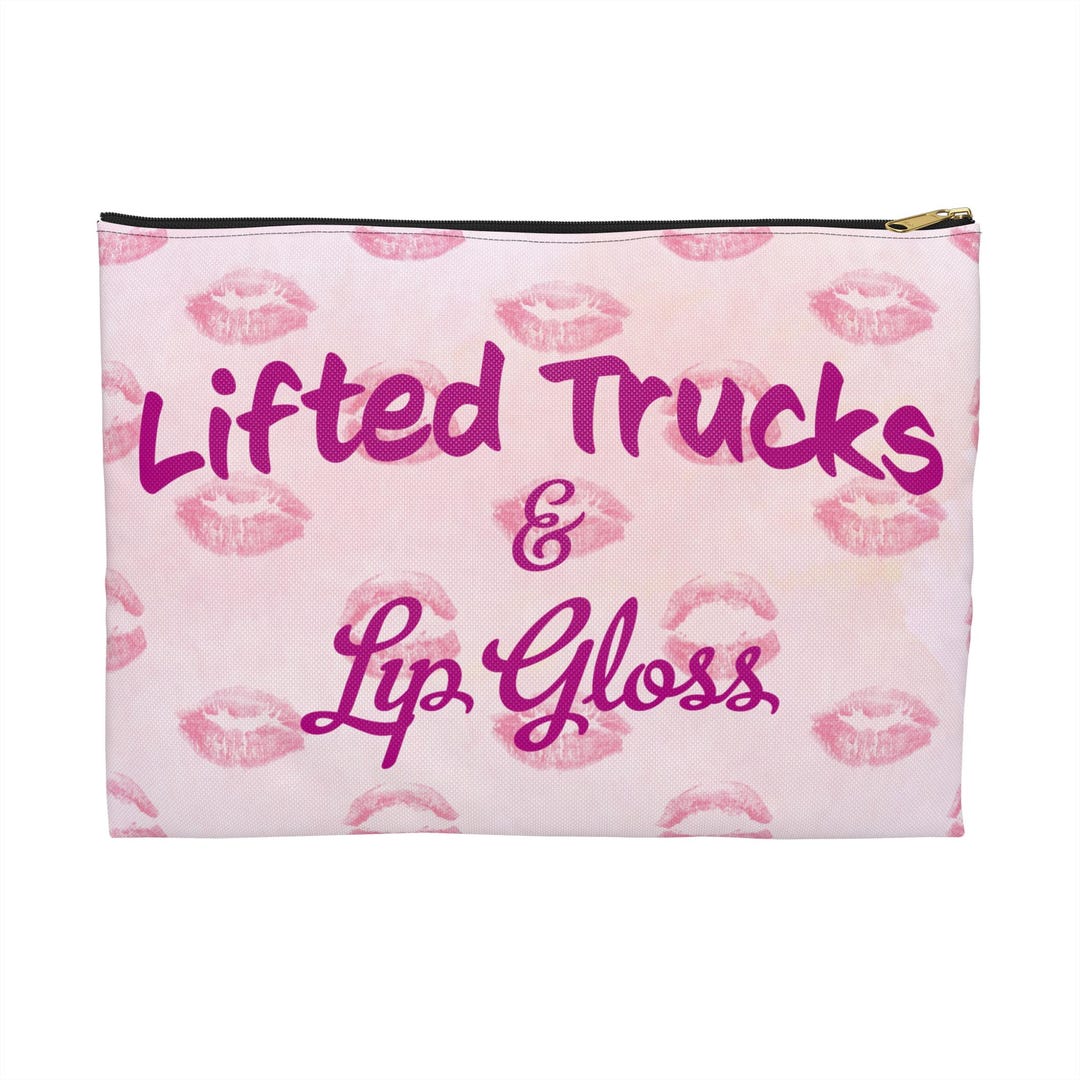 Lifted Trucks & Lip Gloss Accessory Pouch Fun Makeup Bag, Gift for ...
