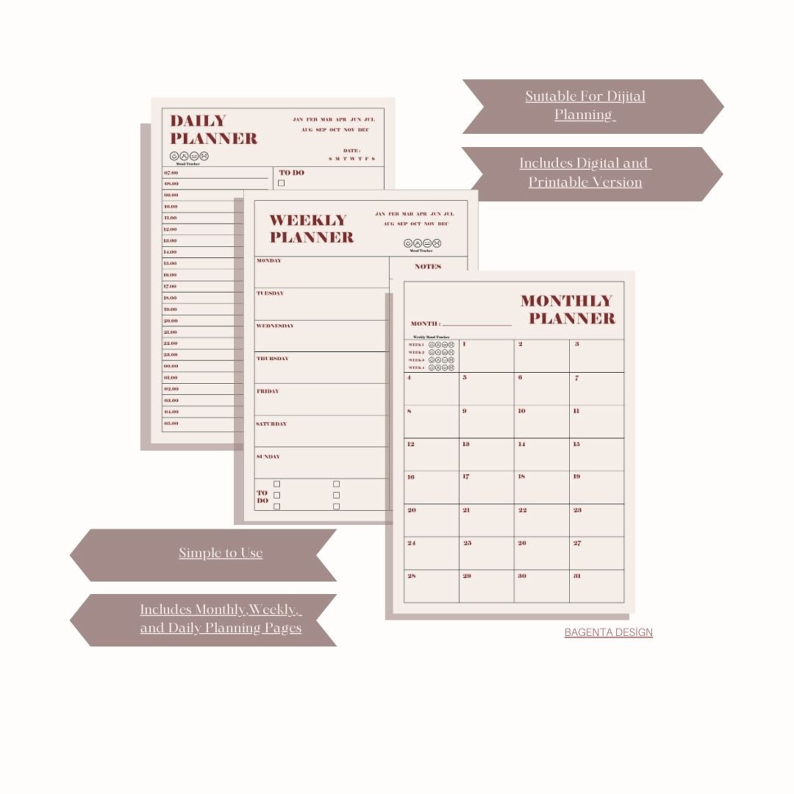 UNDATED Printable/digitally Available Planner - Etsy