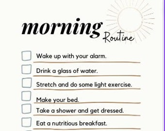 Printable Before Work Checklist, Morning Reminders for Adults, Morning ...