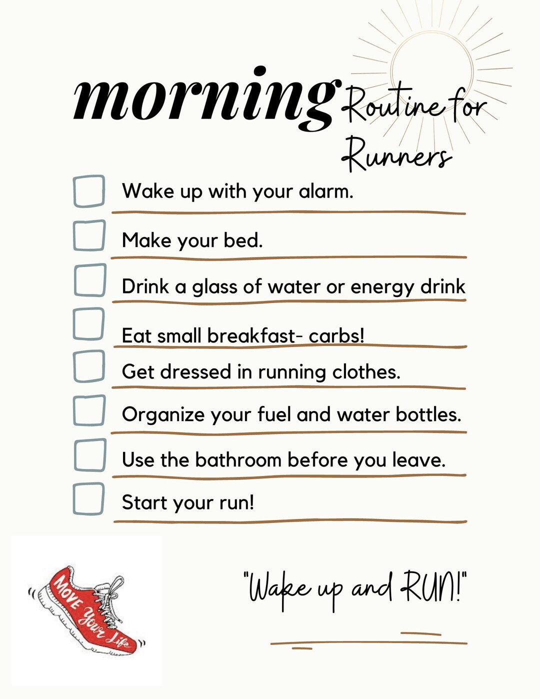 Morning Routine for Runners! *printable* - Etsy
