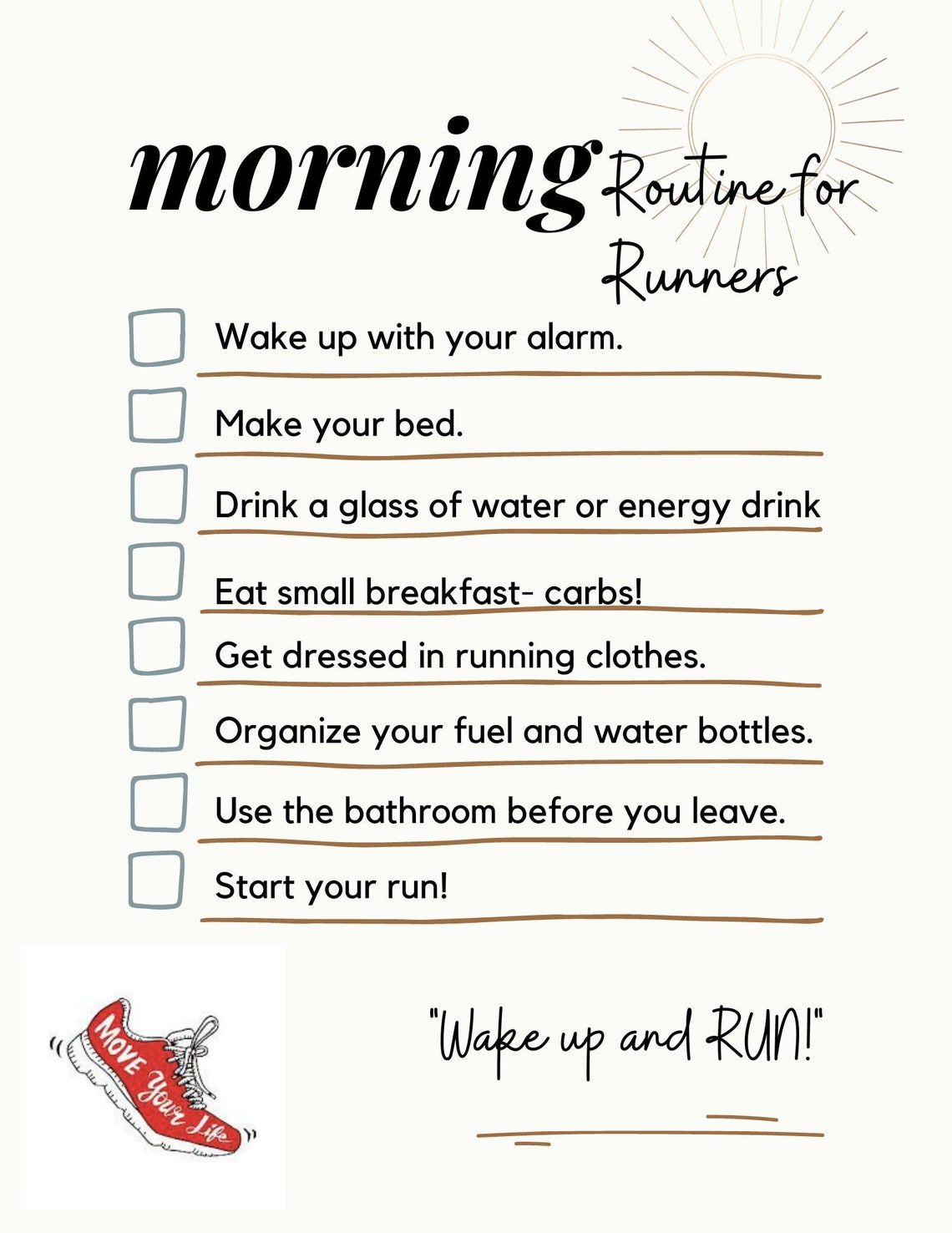 Morning Routine for Runners! *printable* - Etsy