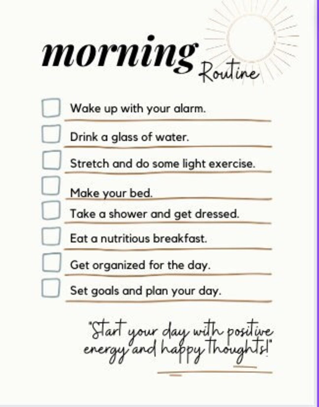 Morning Routine Checklist *printable* - Etsy