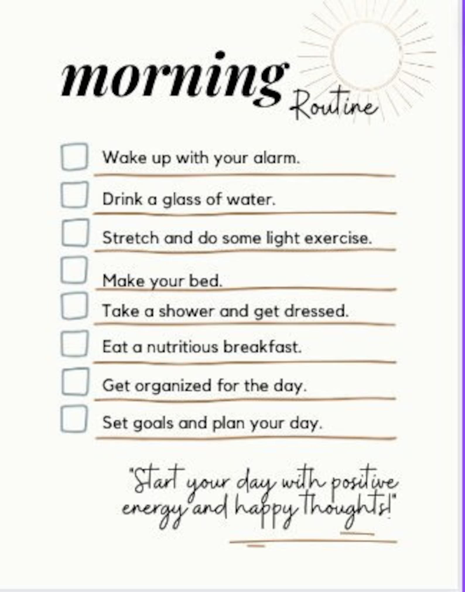 Morning Routine Checklist *printable* - Etsy