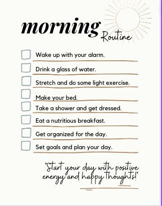Morning Routine Checklist *printable* - Etsy