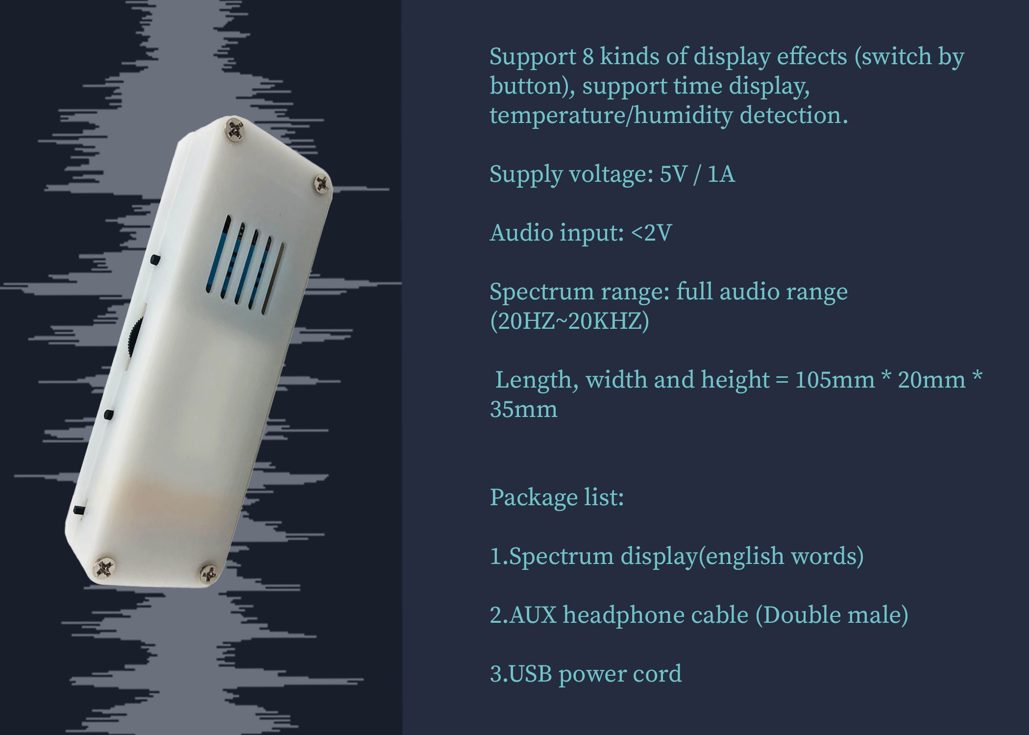AUDIOVISION Ultimate OLED Soundwave Visualizer Real-time Spectrum ...