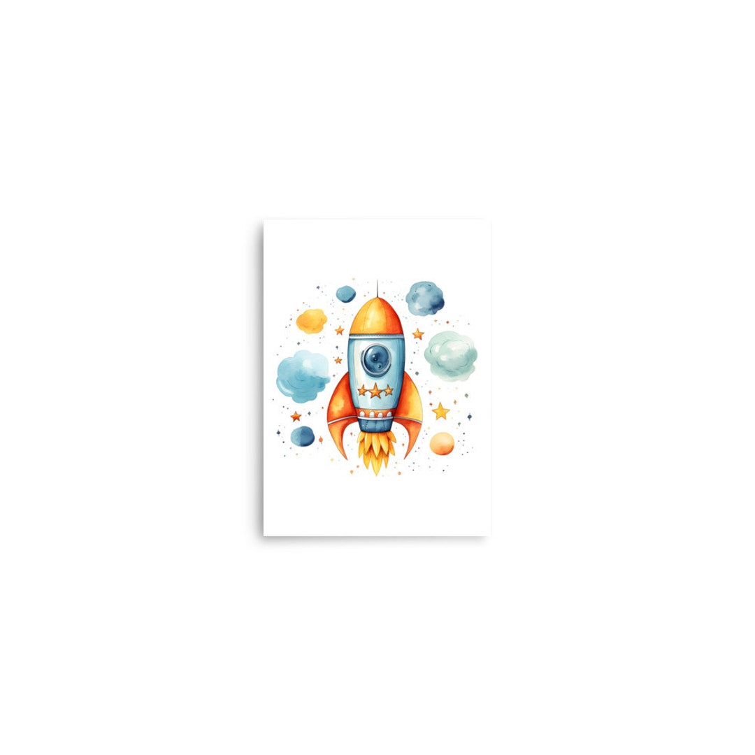 Rocket Ship Poster Space Ship Poster Children's Art - Etsy
