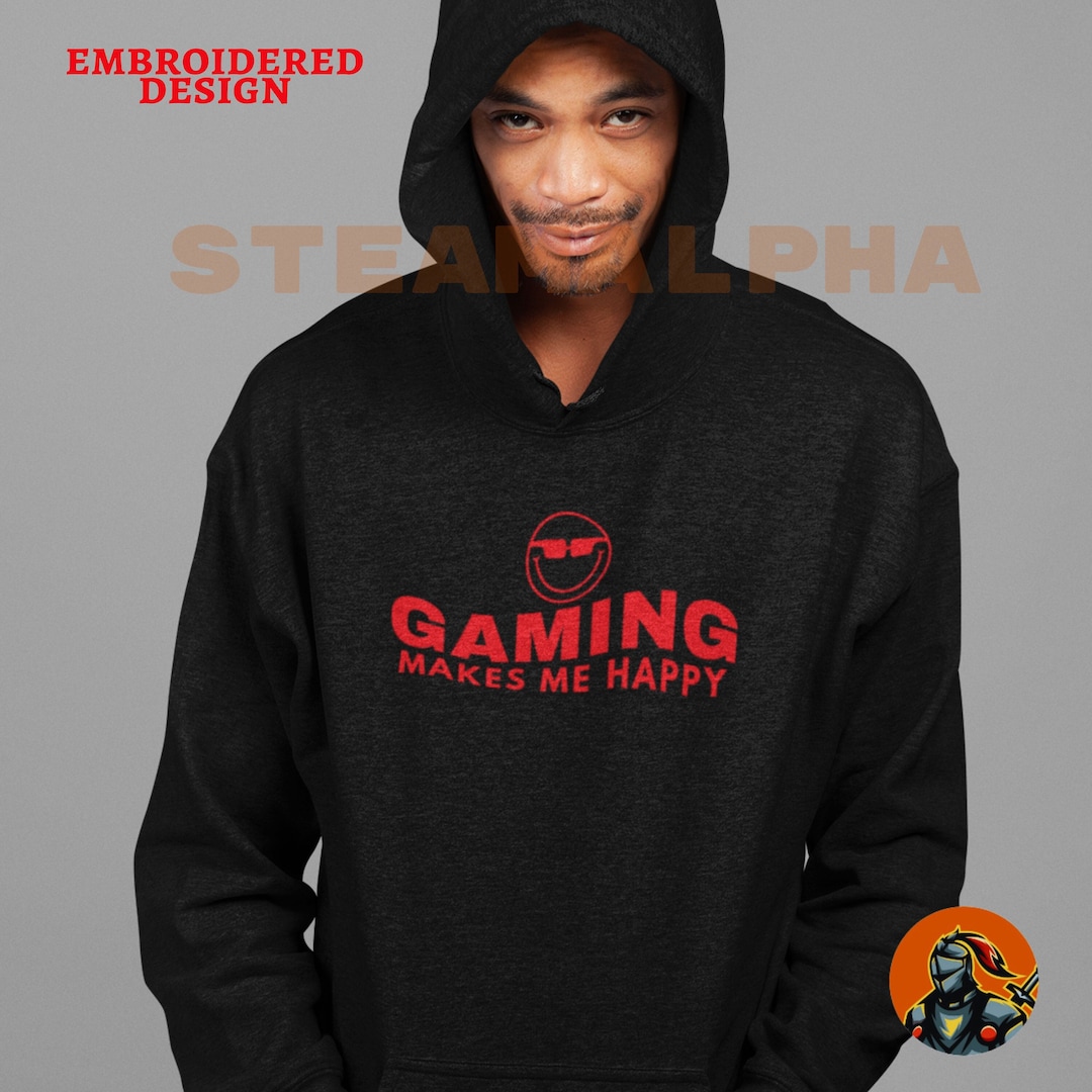 Embroidered Gamer Hoodie, Gaming Makes Me Happy, Gaming Pullover, Game ...