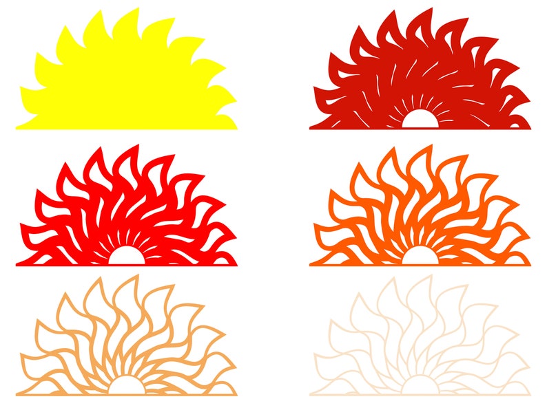 Sun SVG - Laser Cut Files, Sunrise Svg, Sunset Svg, Sun Vector, Sun ...