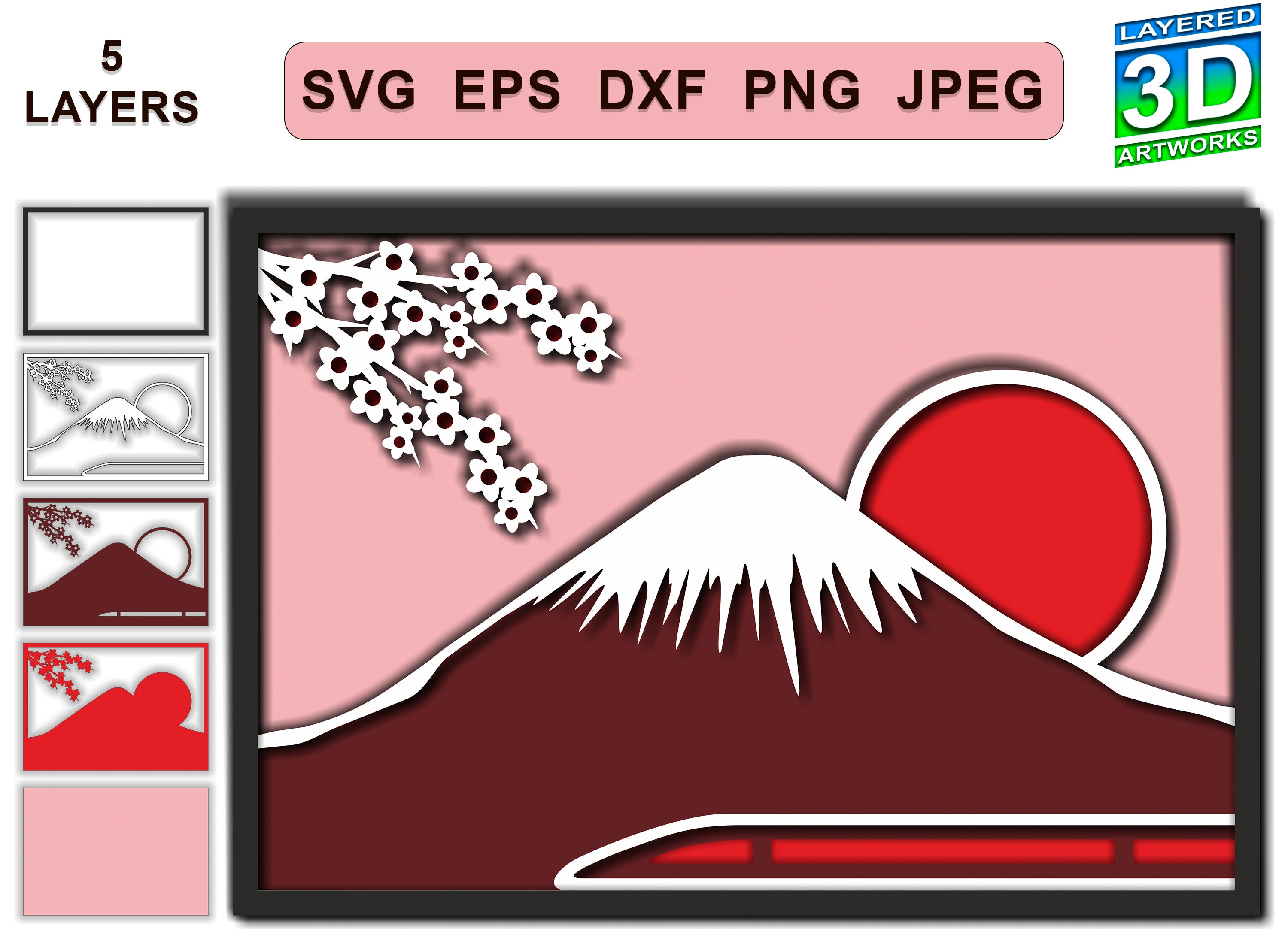 Mountain Svg - Laser Cut Files, Multilayered 3d, 3d Layered Mountain ...
