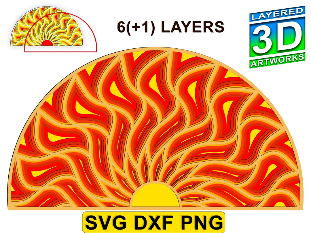 Sunset SVG - Laser Cut Files. Sunrise Svg, Cricut SVG, Layered Sun Svg ...