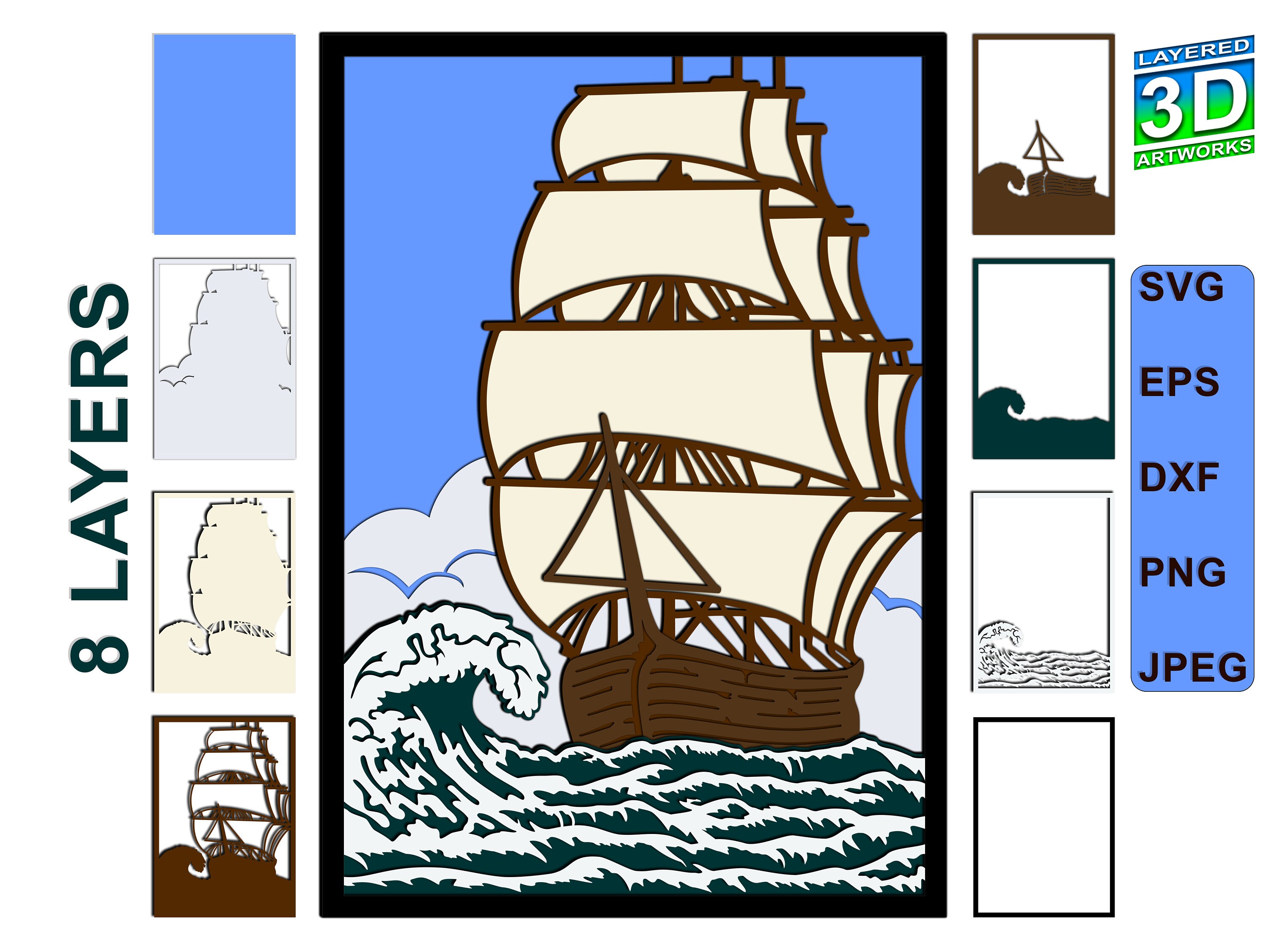 Ship SVG Laser Cut Files Cricut Project Sailboat Svg Ship - Etsy