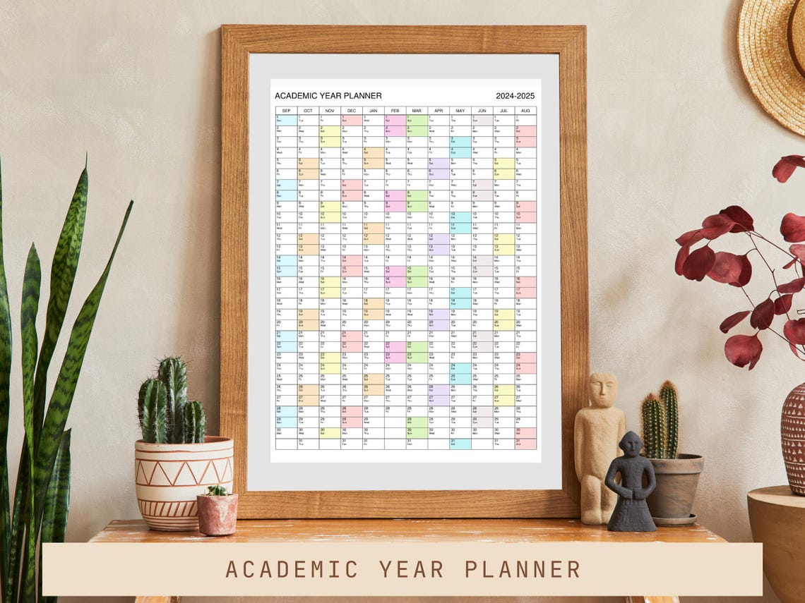 2024-2025 Vertical Academic Wall Calendar Minimalist Teacher Student ...