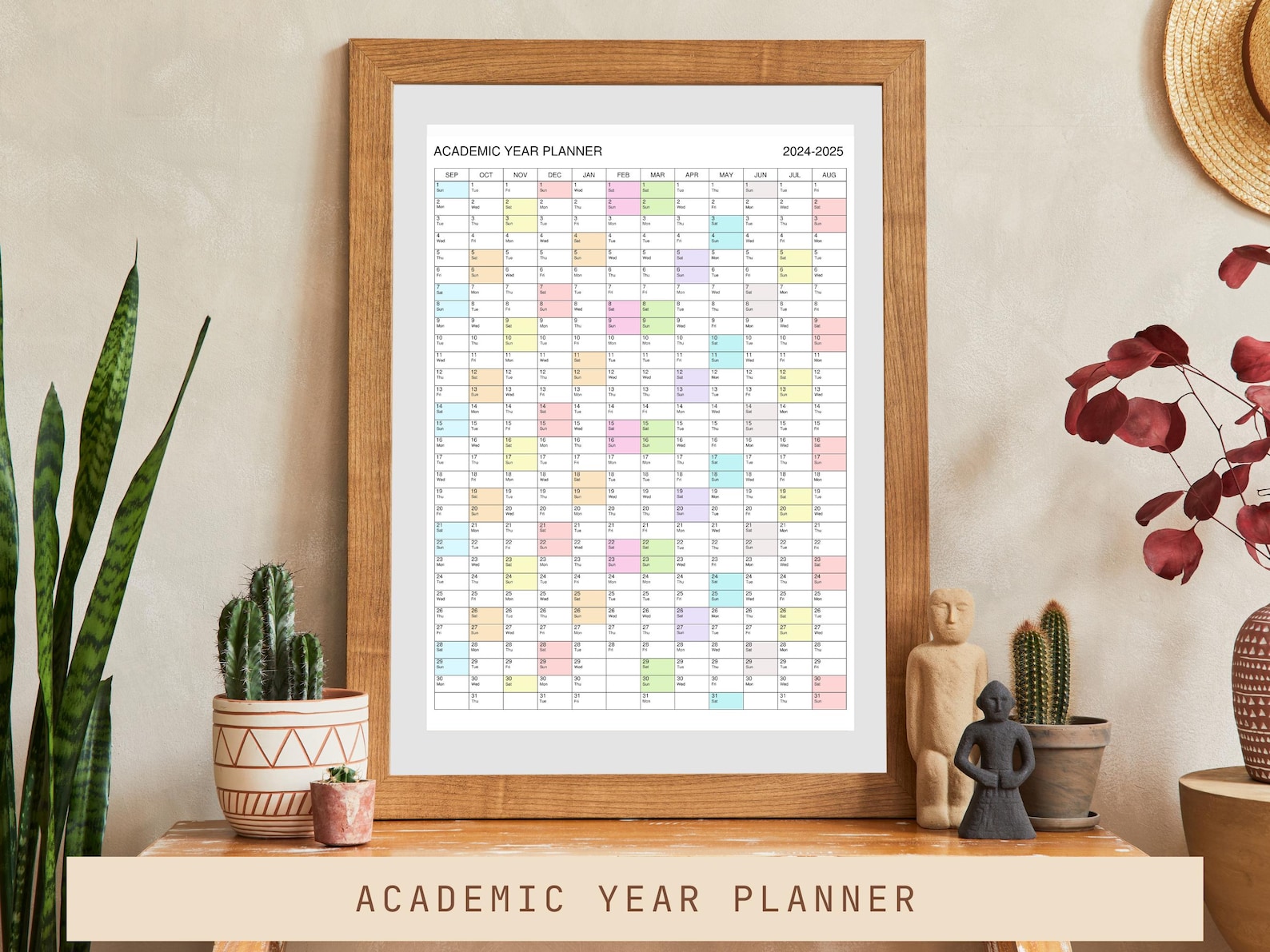 2024-2025 Vertical Academic Wall Calendar | Minimalist Teacher Student ...