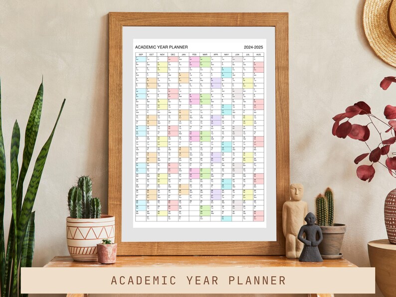 2024-2025 Vertical Academic Wall Calendar | Minimalist Teacher Student ...