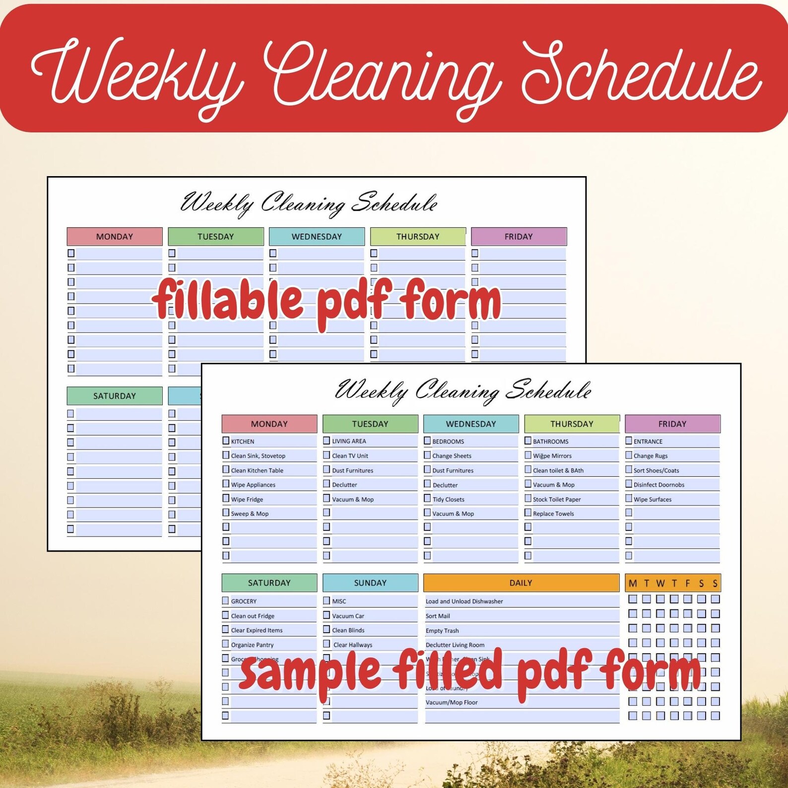 Editable Family Chore Chart | Weekly Cleaning Schedule & Planner | Kids ...