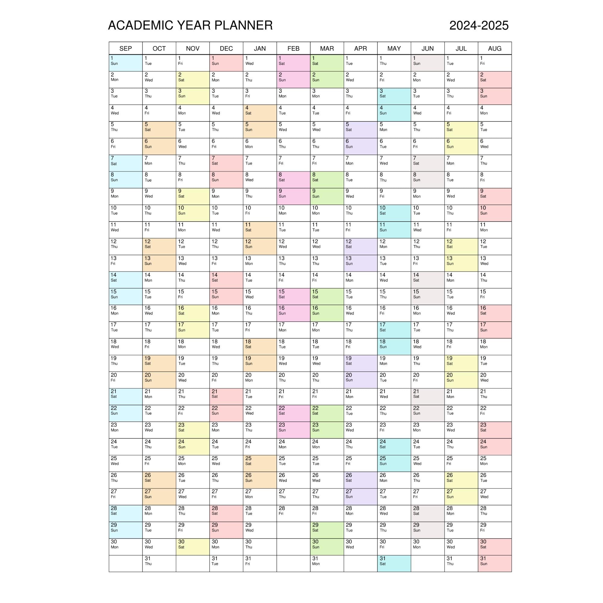 2024-2025 Vertical Academic Wall Calendar | Minimalist Teacher Student ...