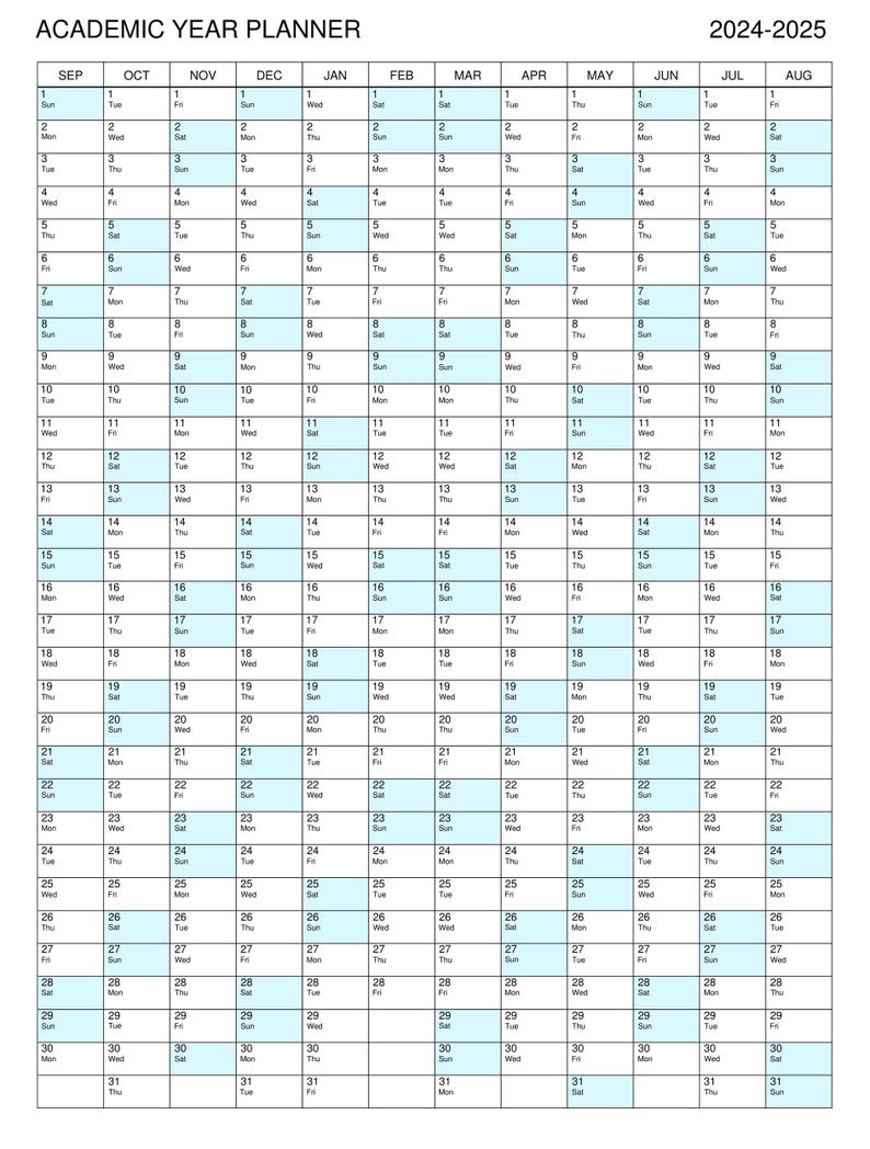 2024-2025 Vertical Academic Wall Calendar | Minimalist Teacher Student ...